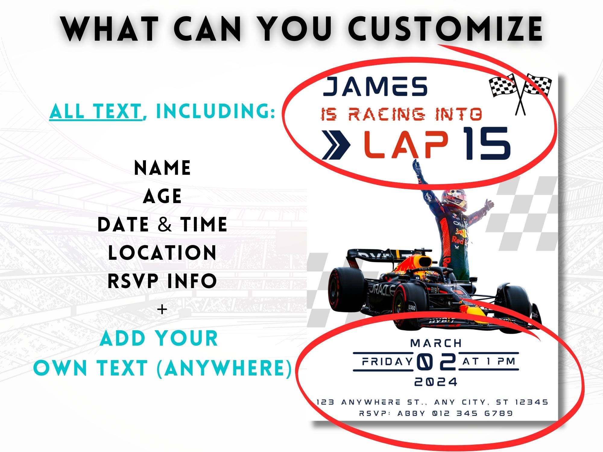 Max Verstappen Birthday Invitation: Formula 1 Red Bull Theme (canva ...