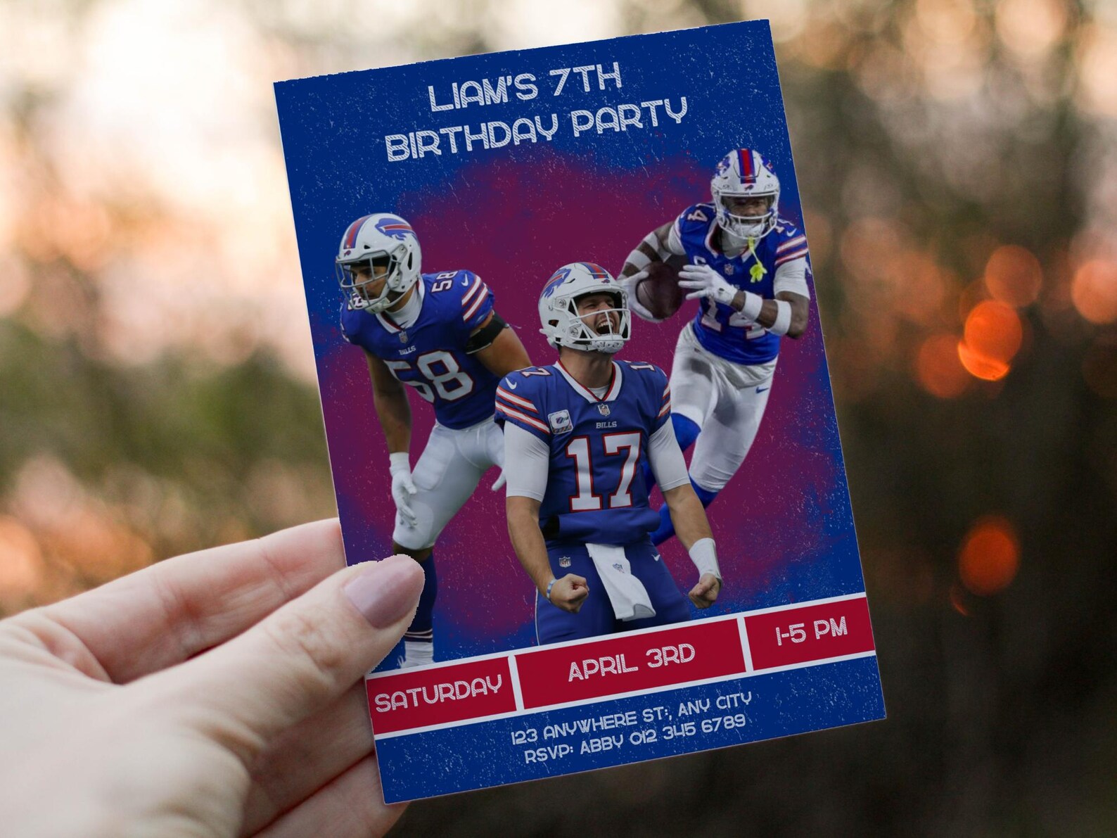 Buffalo Bills Birthday Invitation: Allen, Diggs, Milano (canva Template ...