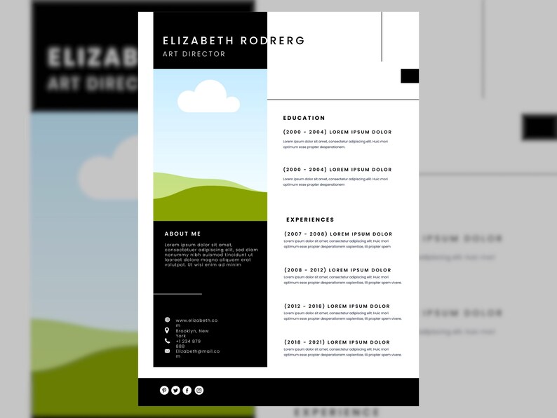 Editable Resume Template | Printable CV Design for Job Applications ...