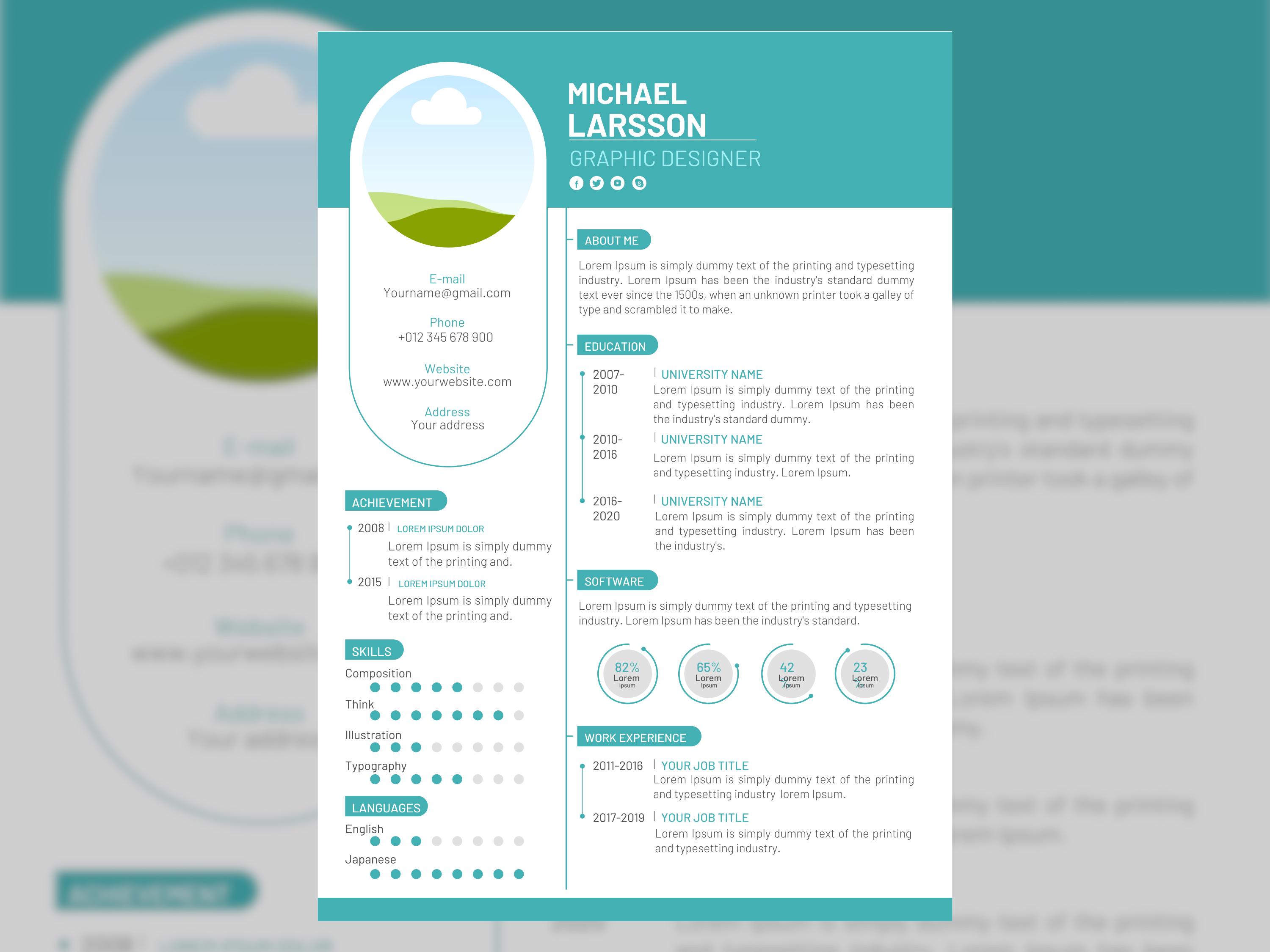Printable Resume Template | Editable CV Design for Job Applications ...