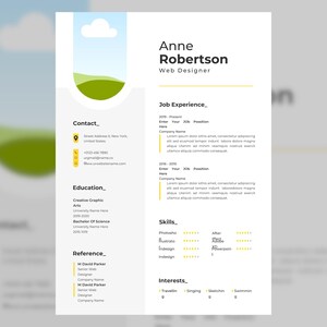 Editable Resume Template | Printable CV Design for Job Applications ...