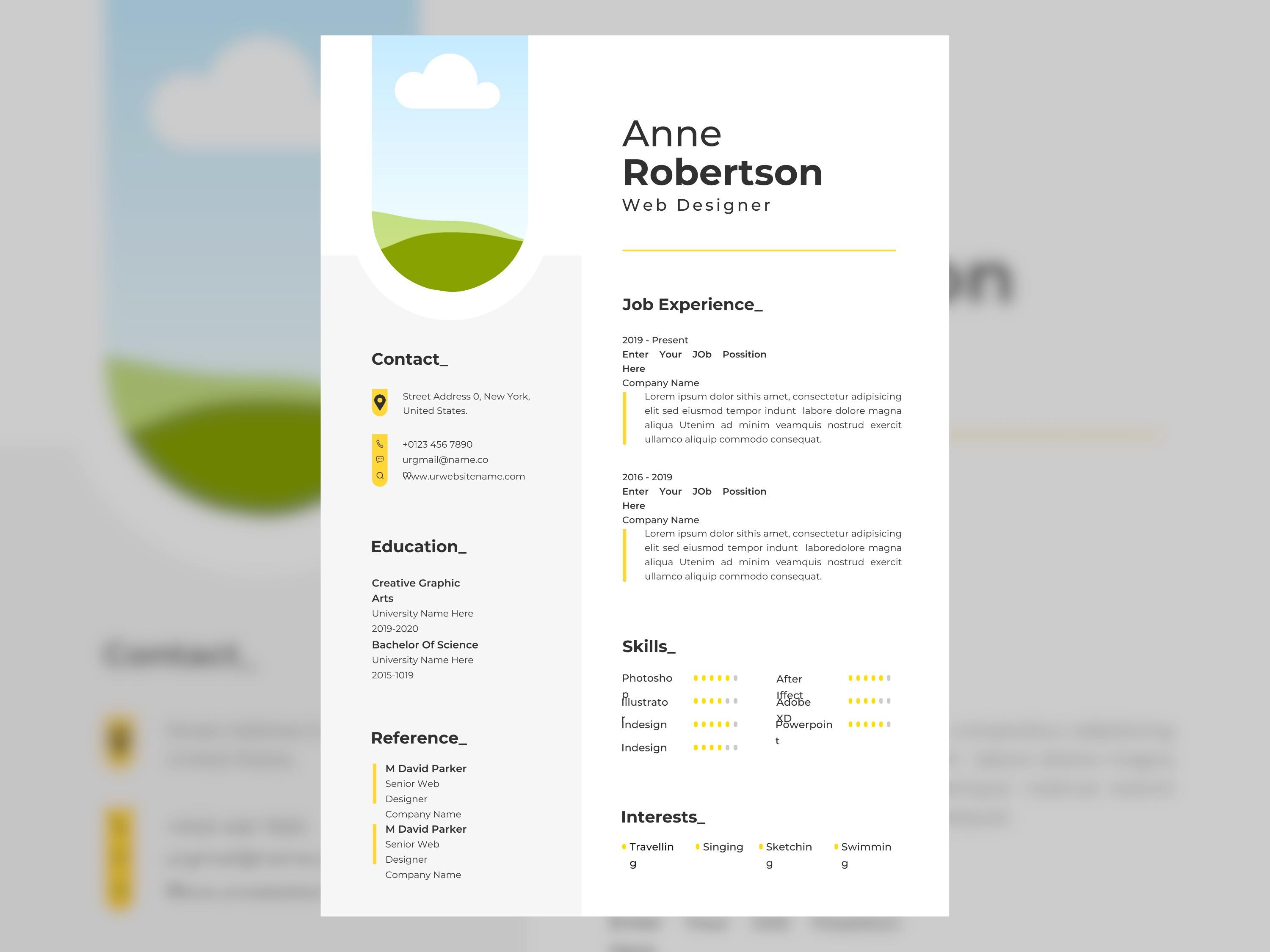 Printable Resume Template | Editable CV Design for Job Applications ...