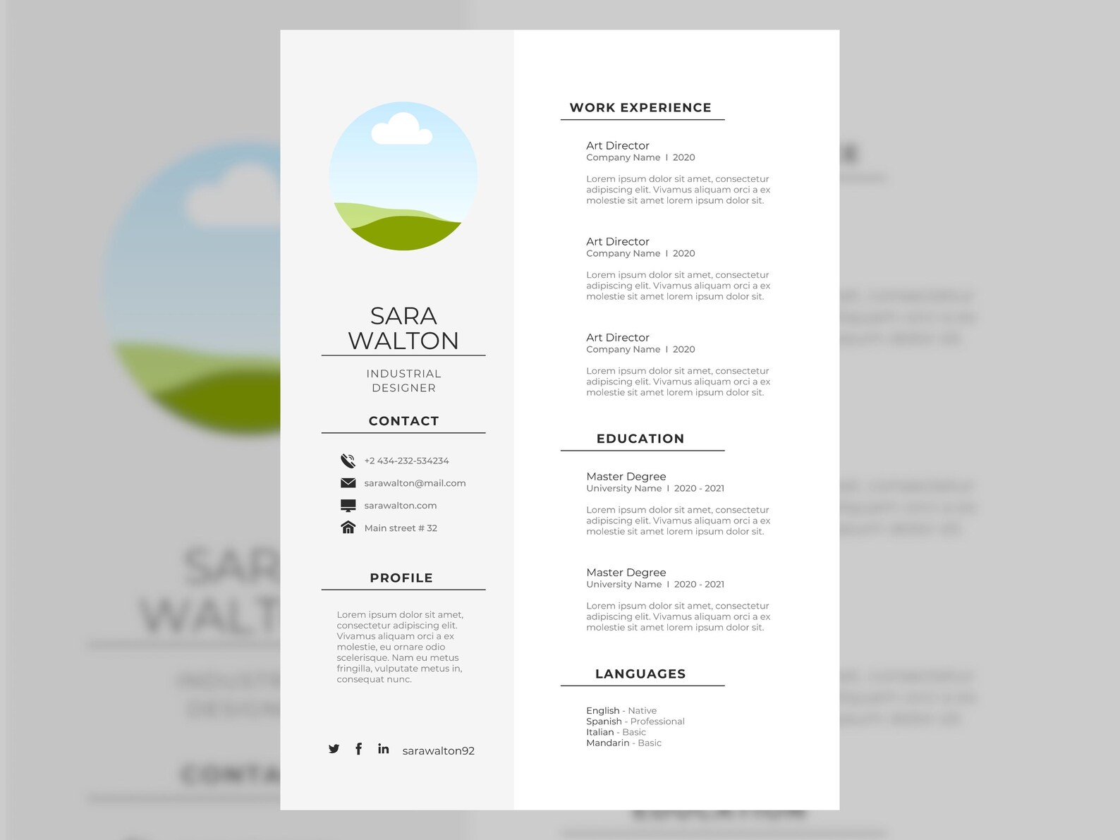 Printable Resume Template | Editable CV Design for Job Applications ...