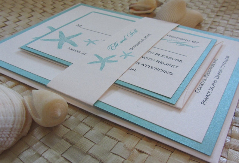 Sample Beach Wedding Invitation Starfish Wedding Invitation | Etsy