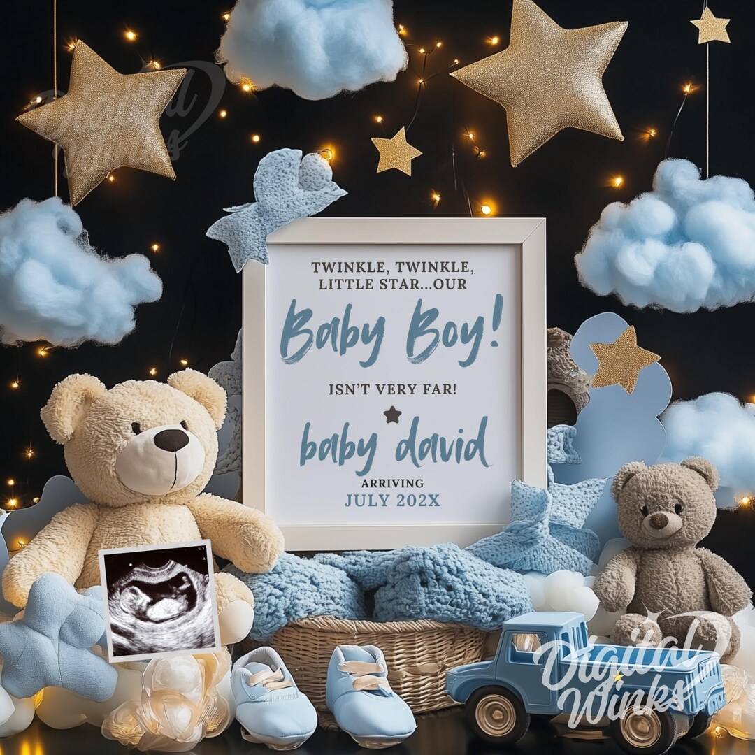 It’s a Boy Pregnancy Announcement Digital Blue Baby Reveal Editable ...