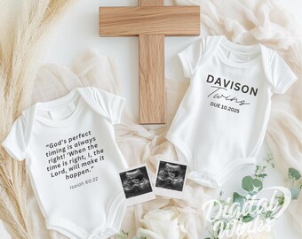 Religious Digital Pregnancy Announcement Gender Neutral Baby Reveal ...
