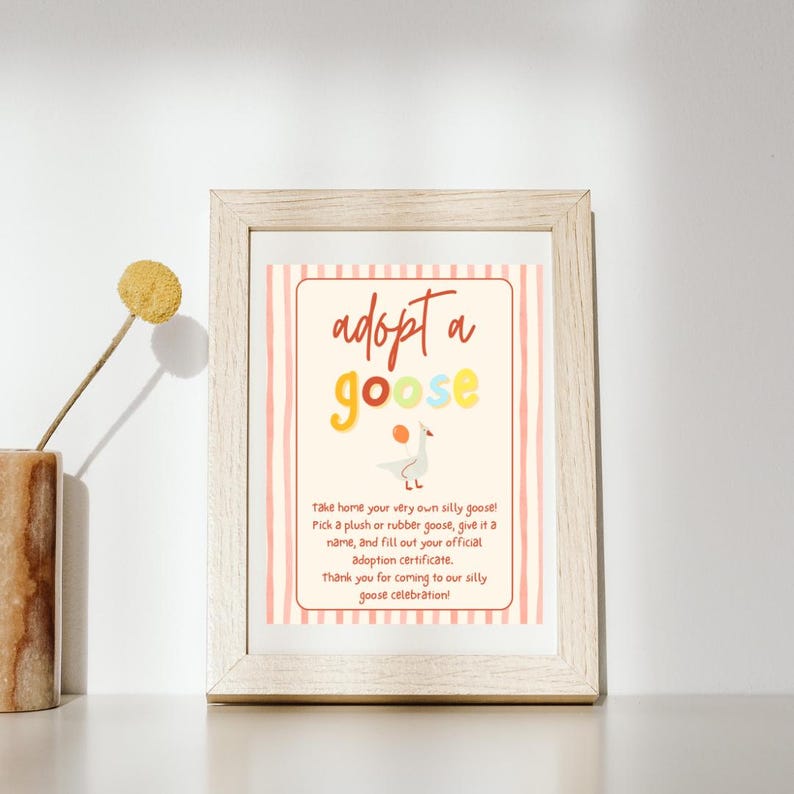 One Silly Goose Adopt A Goose Party Game Adoption Party Game First ...