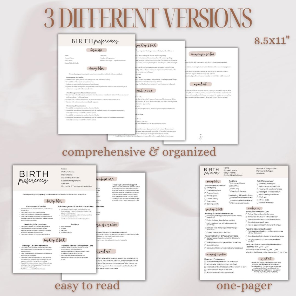 Birth Plan Template Editable and Printable Birth Plan Labor and ...