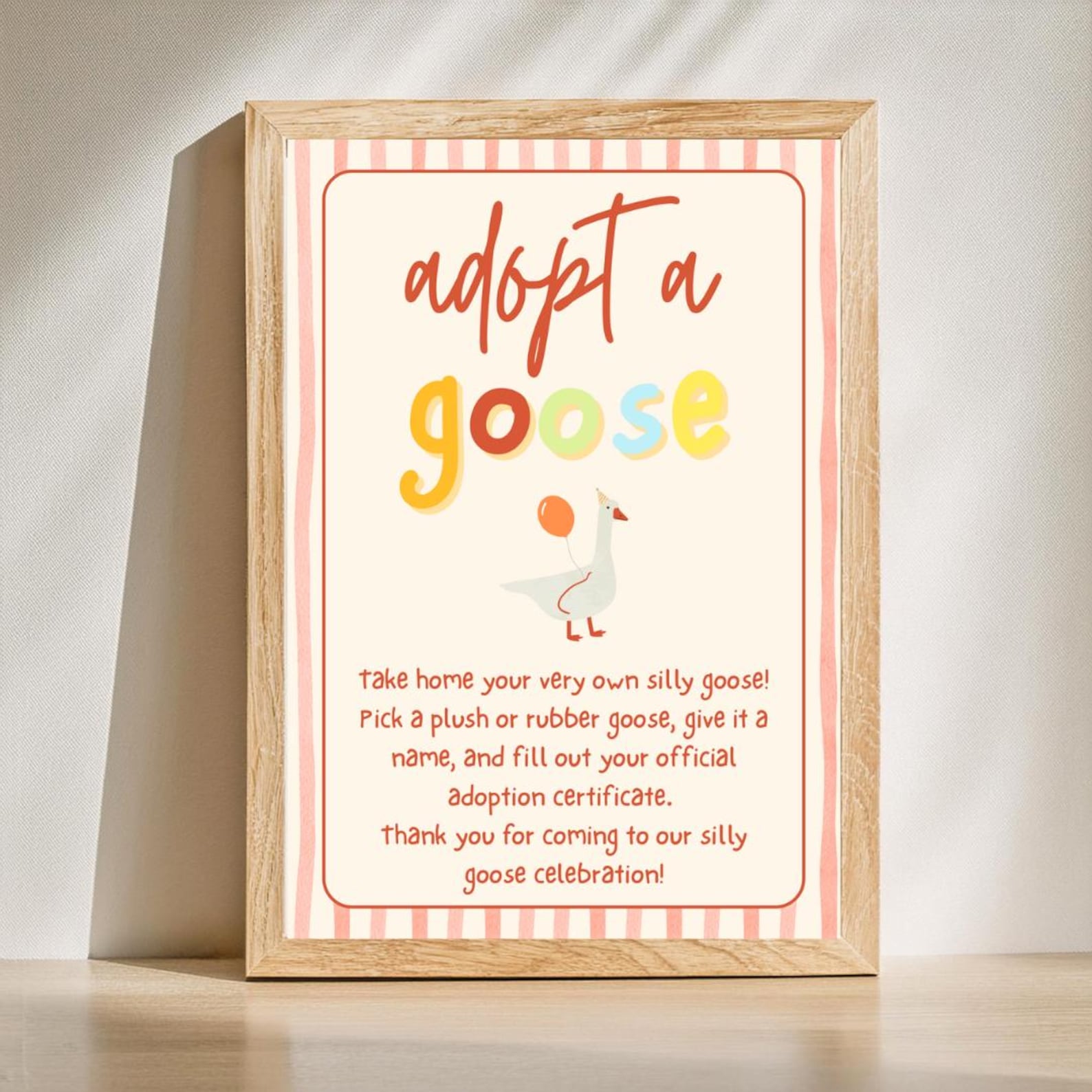 One Silly Goose Adopt A Goose Party Game Adoption Party Game First ...