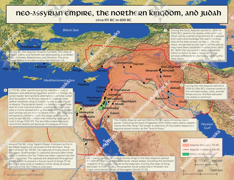 Neo-assyrian Empire Bible Map (911–609 BC) (PDF) - Etsy