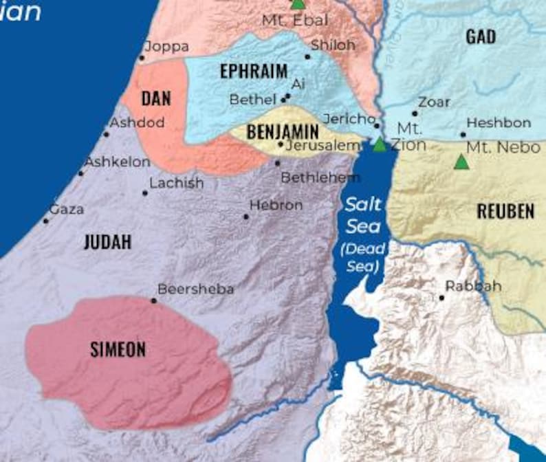 The Twelve Tribes of Israel | Bible Map Digital Download (PDF) |instant ...