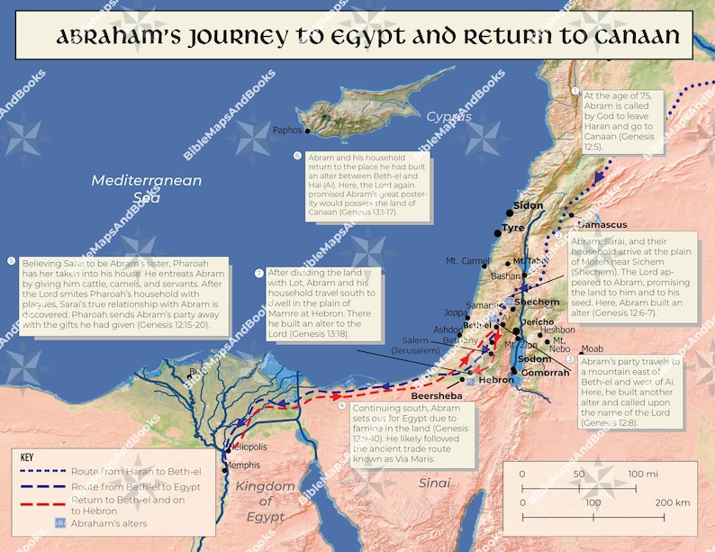 Abraham’s Journey to Egypt & Return to Canaan | Bible Map Digital ...