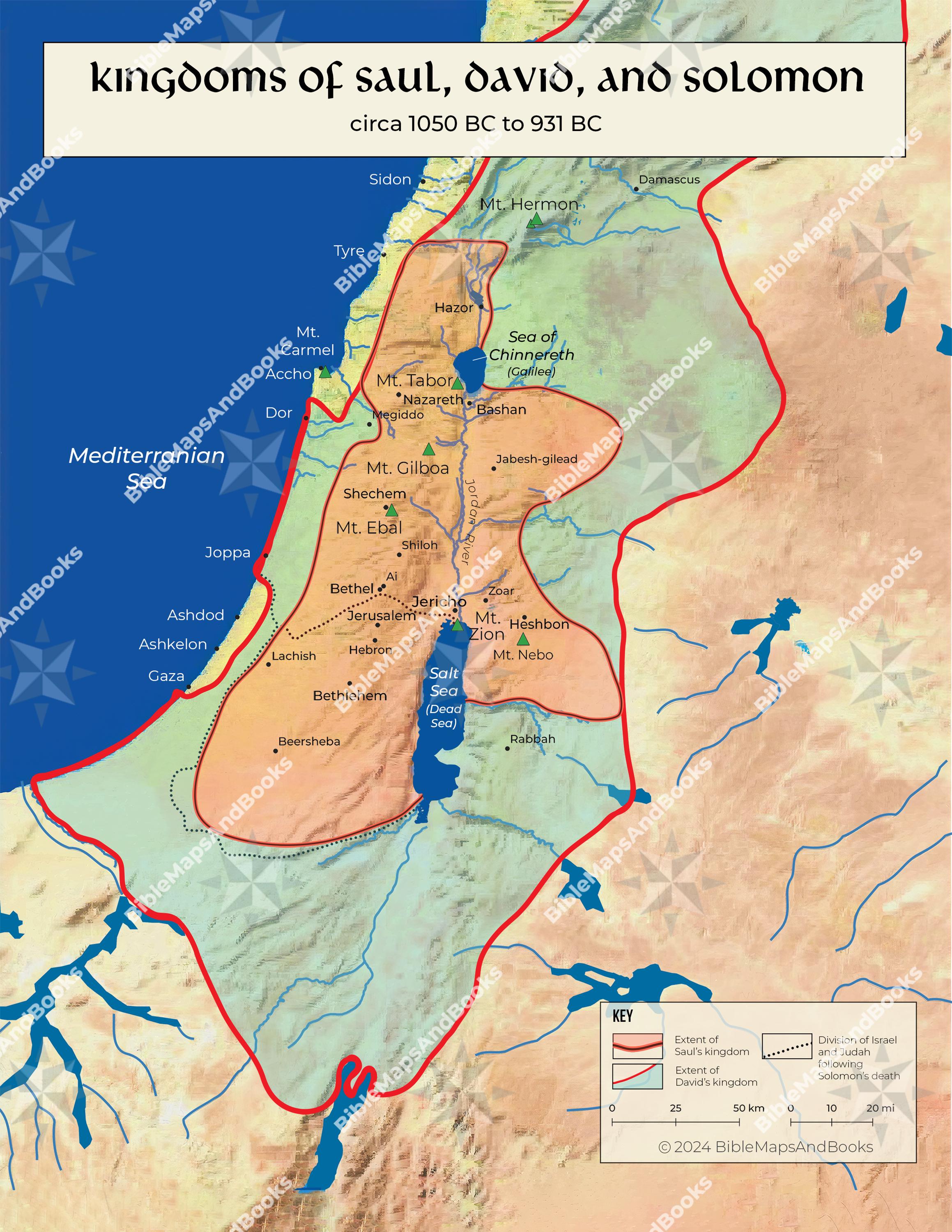 David & Solomon Bible Map | Kingdom of Israel (PDF Download) - Etsy