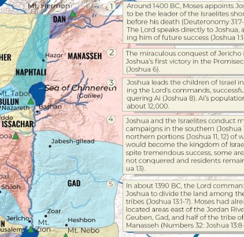 Twelve Tribes of Israel Bible Map | Printable PDF (digital Download) - Etsy