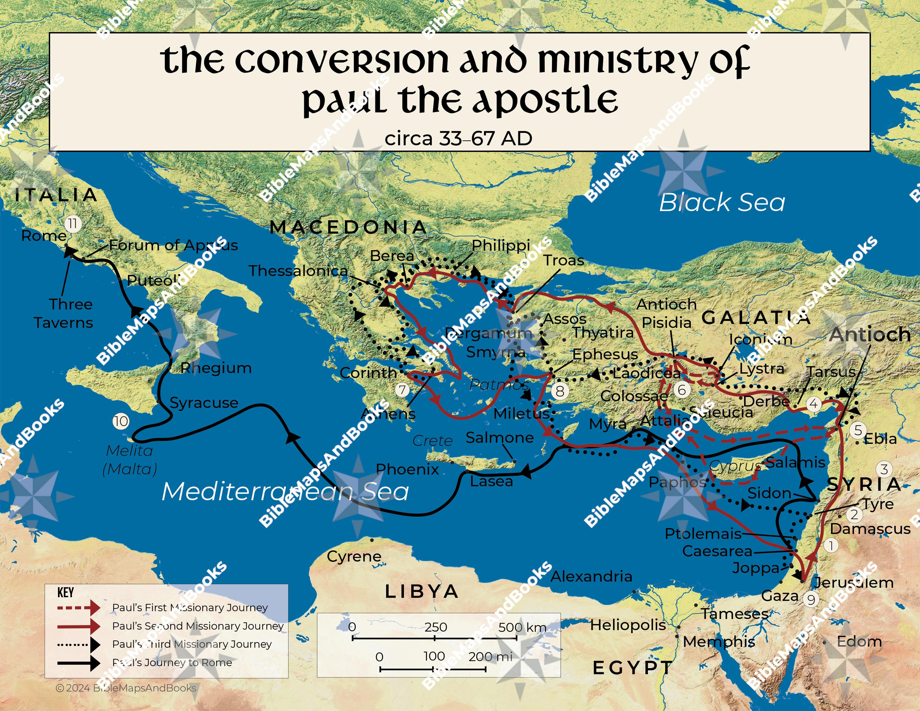 The Conversion & Ministry of Paul the Apostle | Bible Map Digital ...