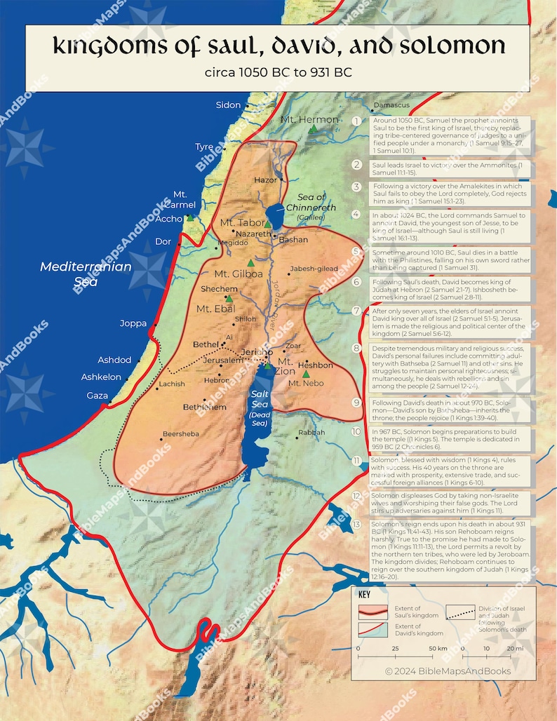 David & Solomon Bible Map | Kingdom of Israel (PDF Download) - Etsy