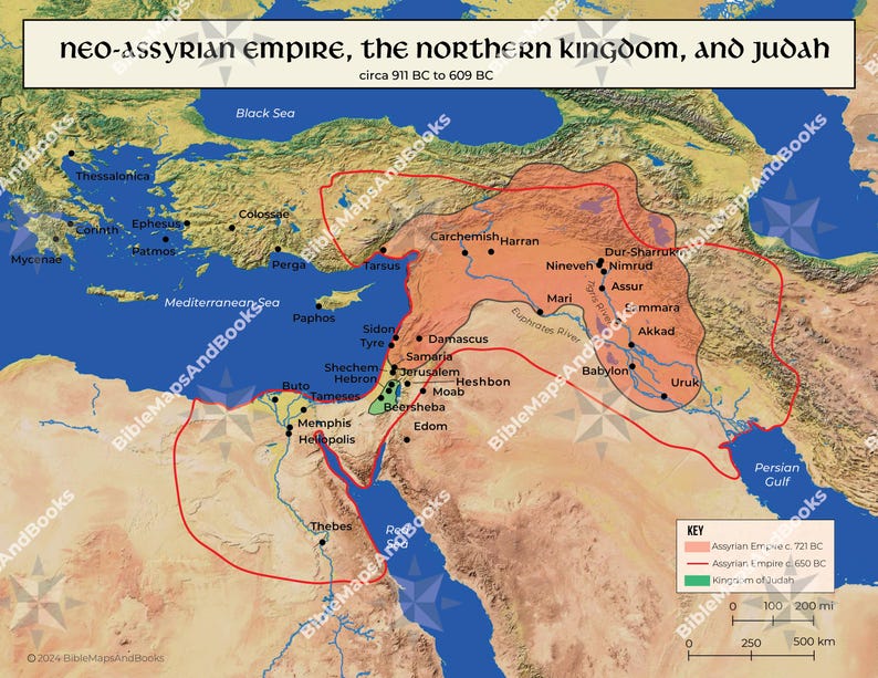 Neo-assyrian Empire Bible Map (911–609 BC) (PDF) - Etsy