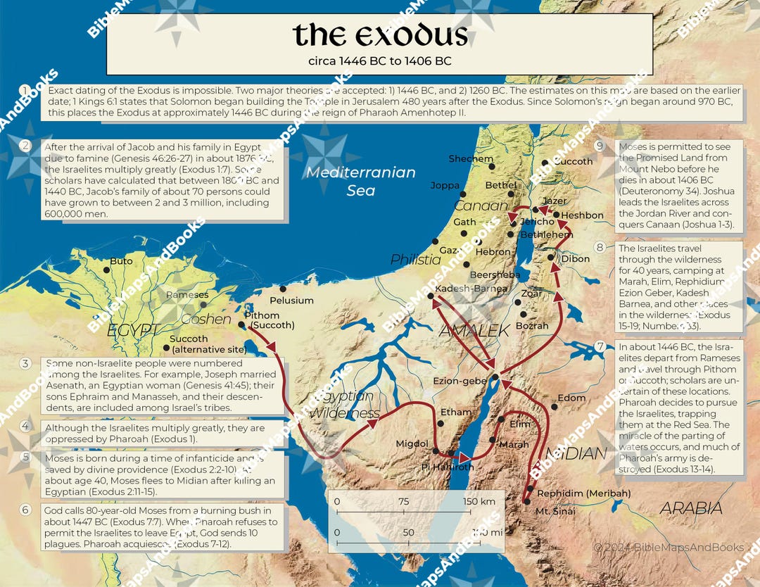 The Exodus From Egypt | Bible Map Digital Download (PDF) | Instant ...