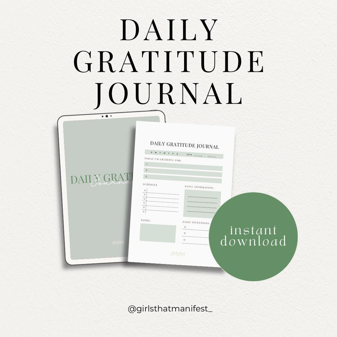 Digital Gratitude Journal, Printable Template, for Daily Reflection ...