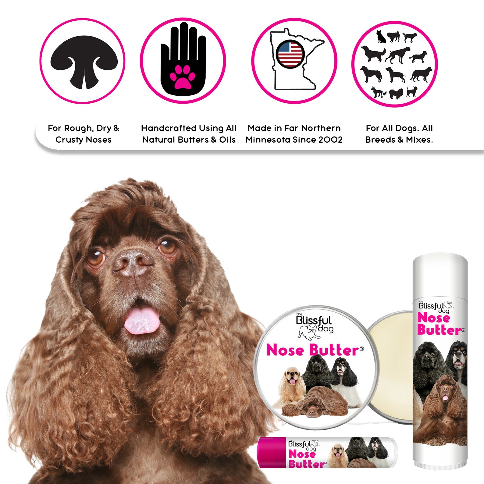 Cocker Spaniel Essential Care Combo Handcrafted Balms for Dry Dog Noses ...