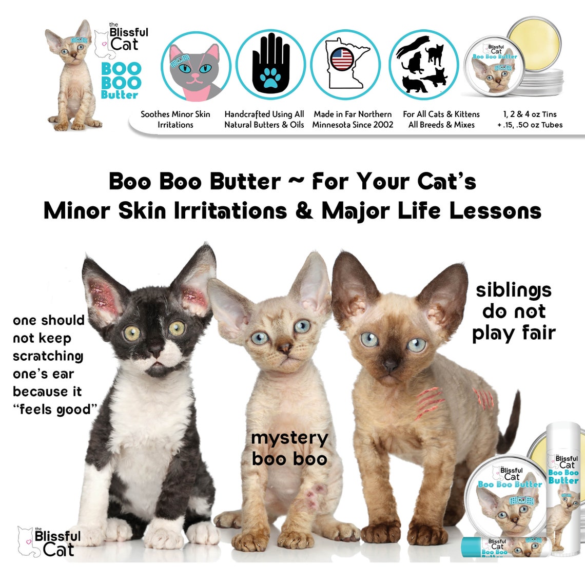 The Blissful Cat Boo Boo Butter All Natural Handcrafted Herbal | Etsy