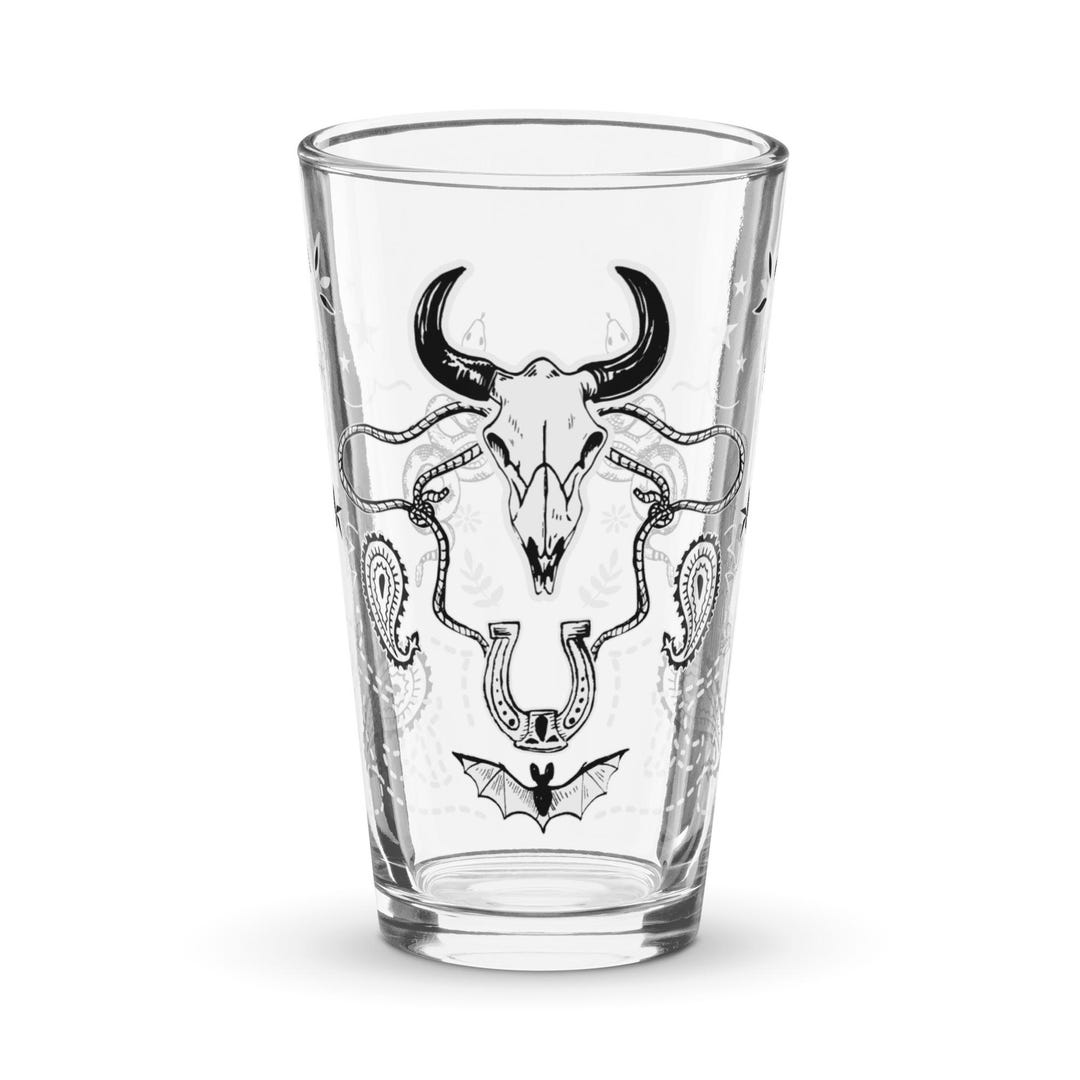 Gothic Western Longhorn - Shaker Pint Glass - Etsy