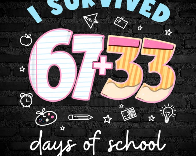 I Survived 100 Days of School Png, I Survived 67 Days of School Png, 67 ...