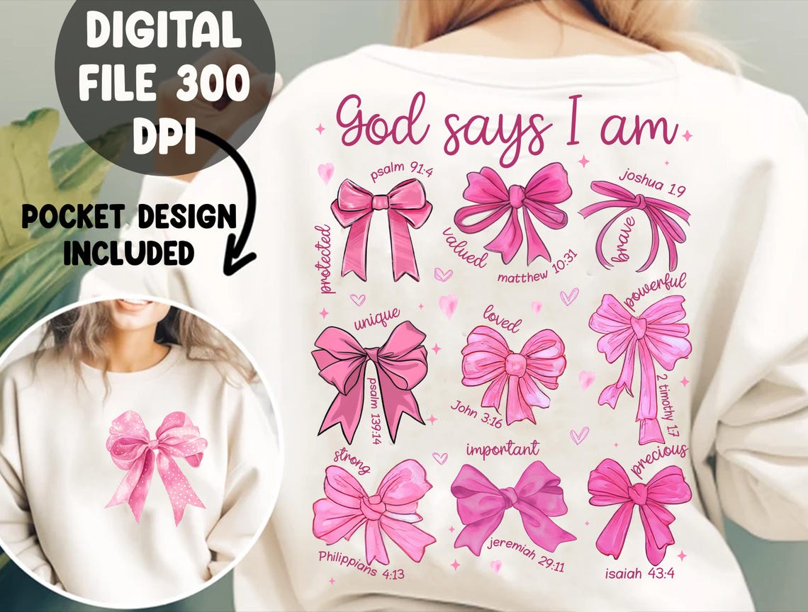 God Says I Am Coquette Png, Pink Coquette Bows Png, Religious Jesus Png ...