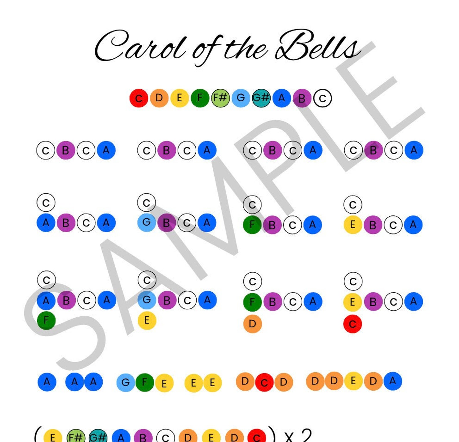 Carol of the Bells Handbell Music for Christmas: 1 Song Sheet - Etsy