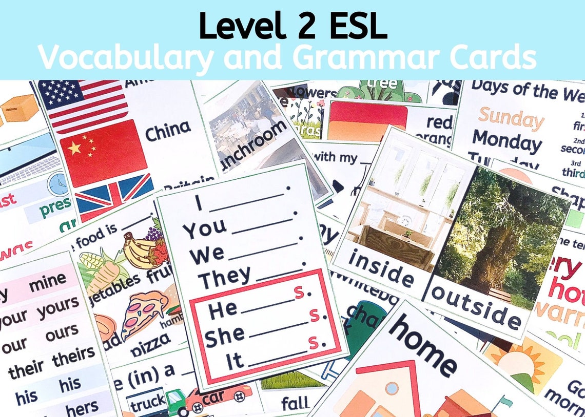 ESL Level 2 Vocabulary and Grammar Cards - VIPKID, Etc. - Etsy Canada
