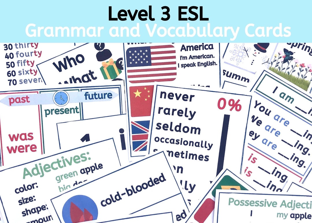 ESL Level 3 Grammar and Vocabulary Cards - VIPKID, Etc. - Etsy