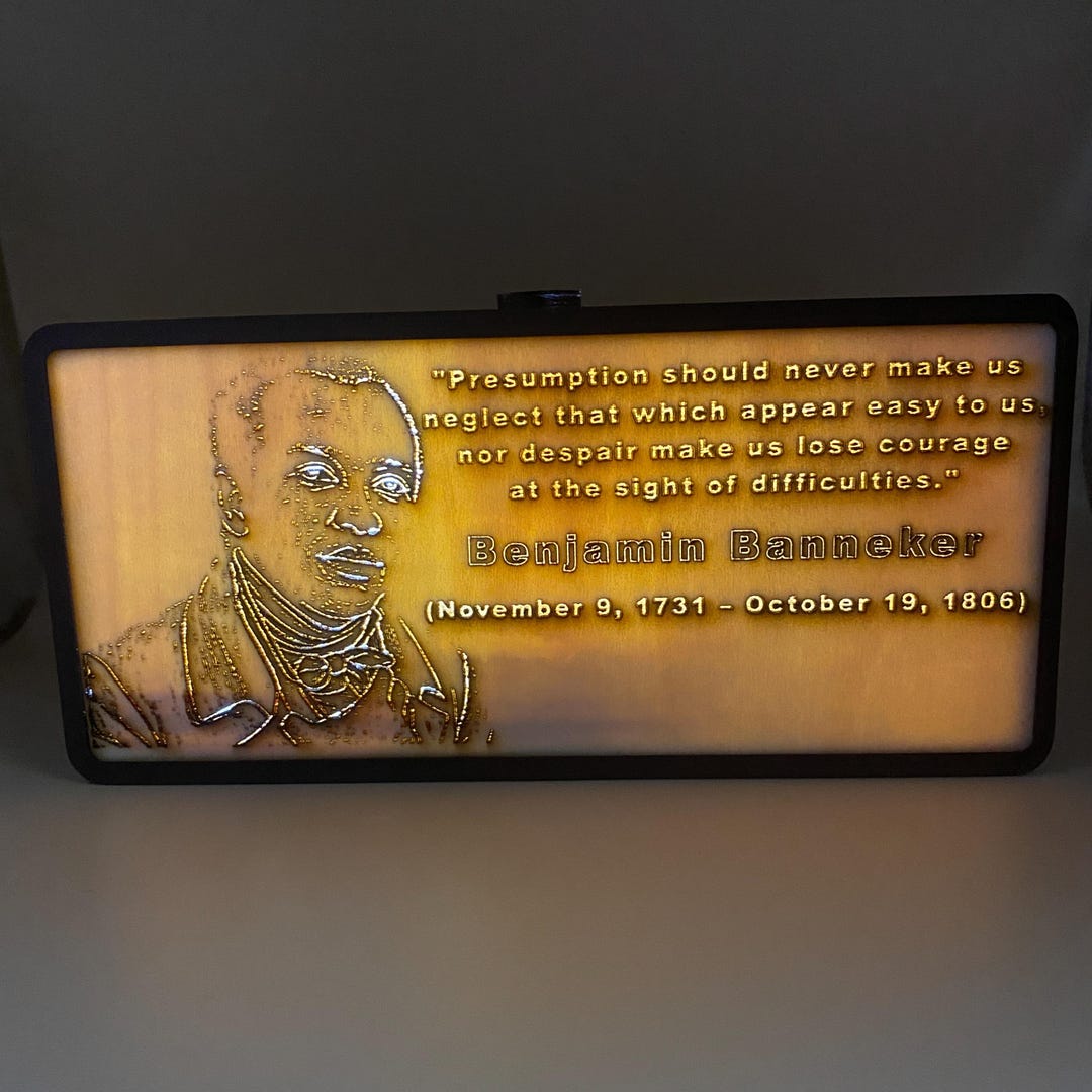 Benjamin Banneker Engraved Lightbox – Inspirational Quote, Black ...