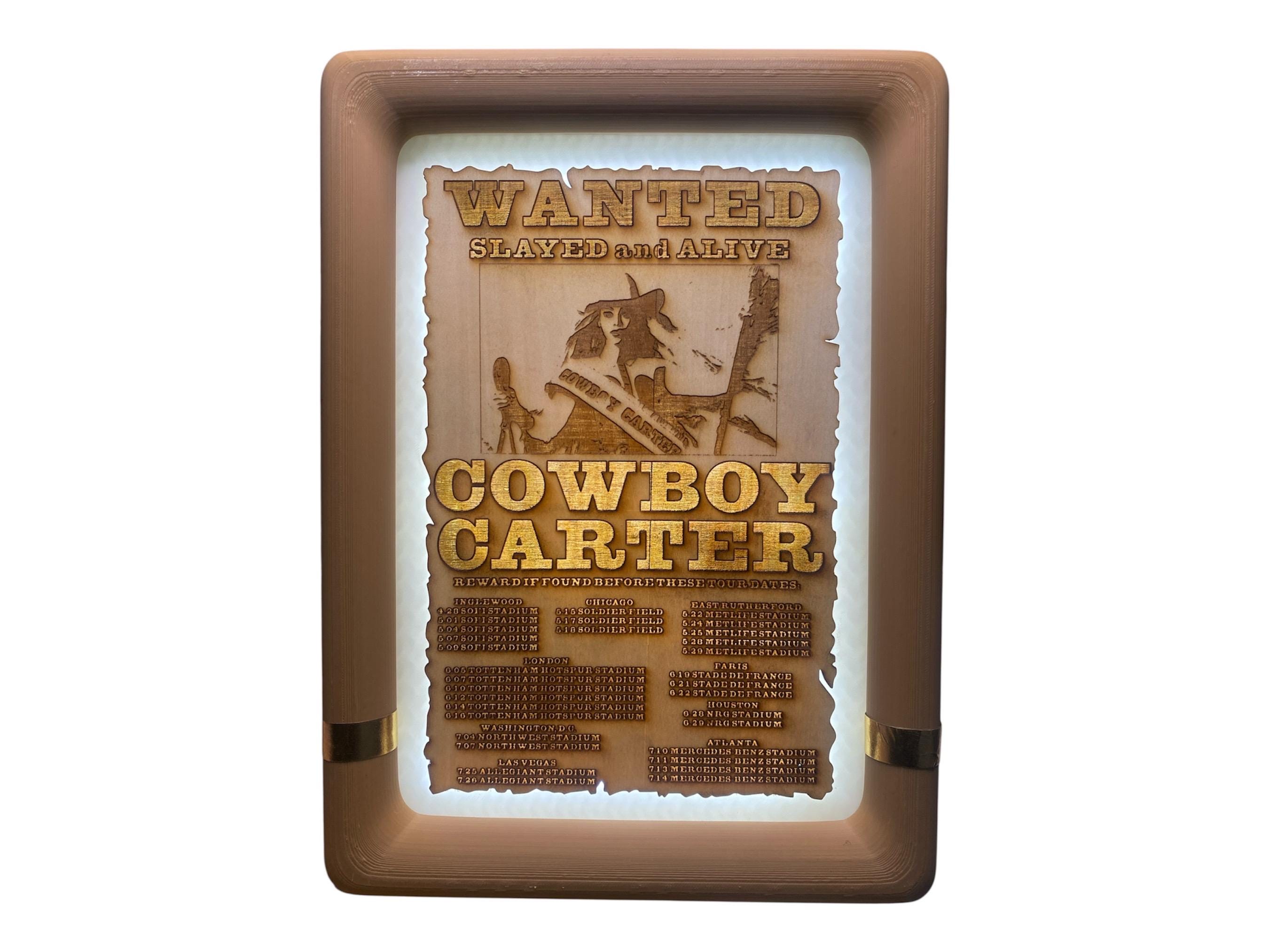 Beyoncé Cowboy Carter Wanted Poster – Custon Laser Engraved, Western ...