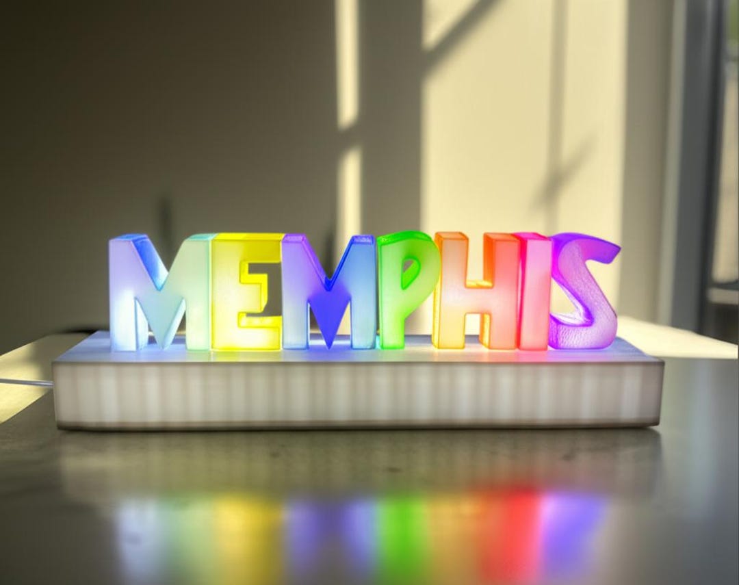 Memphis Sign Lamp: Rainbow LED Desk Decor - USB Powered - Etsy