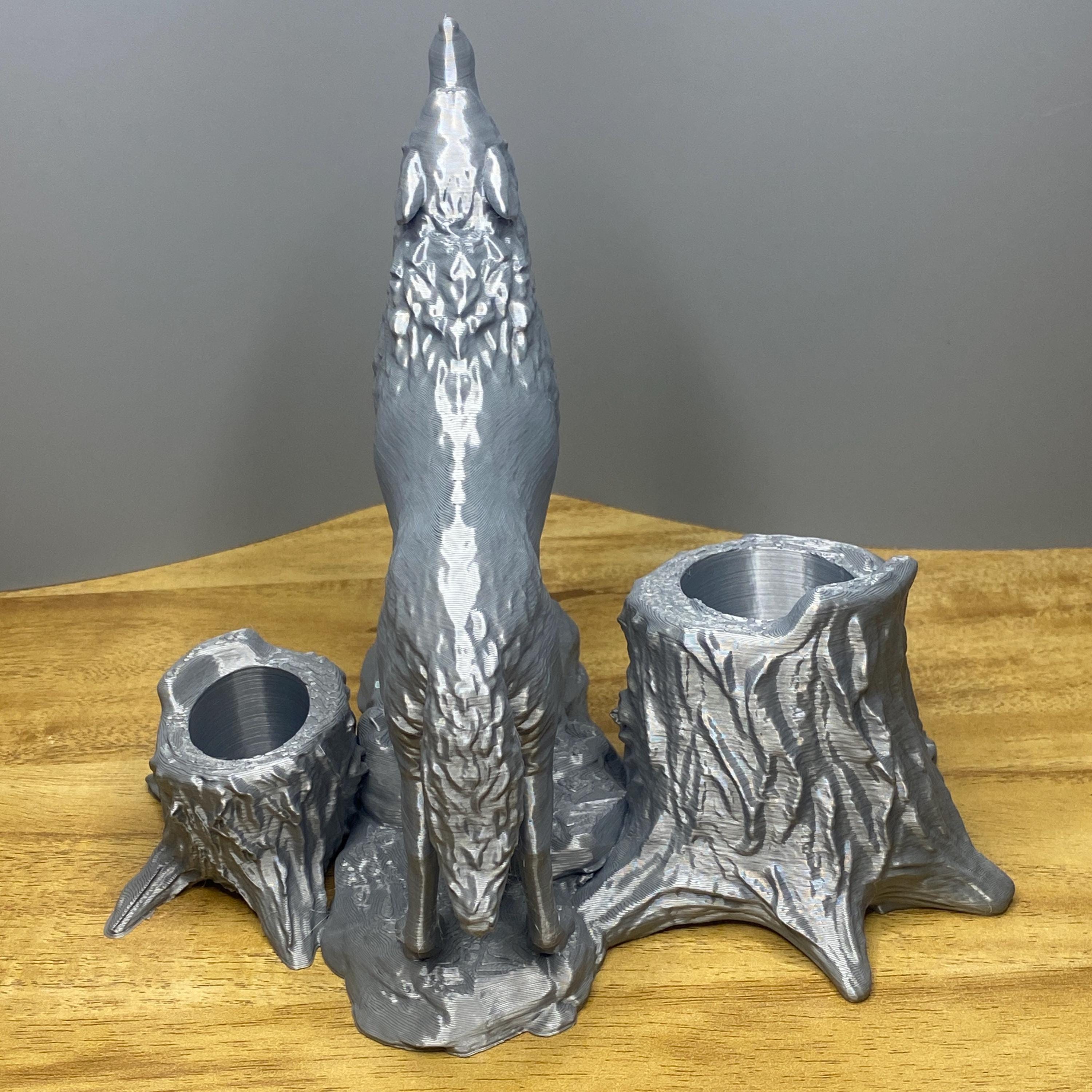 Gray Wolf Pen & Pencil Holder – Unique Desk Organizer Glossy Shiny ...