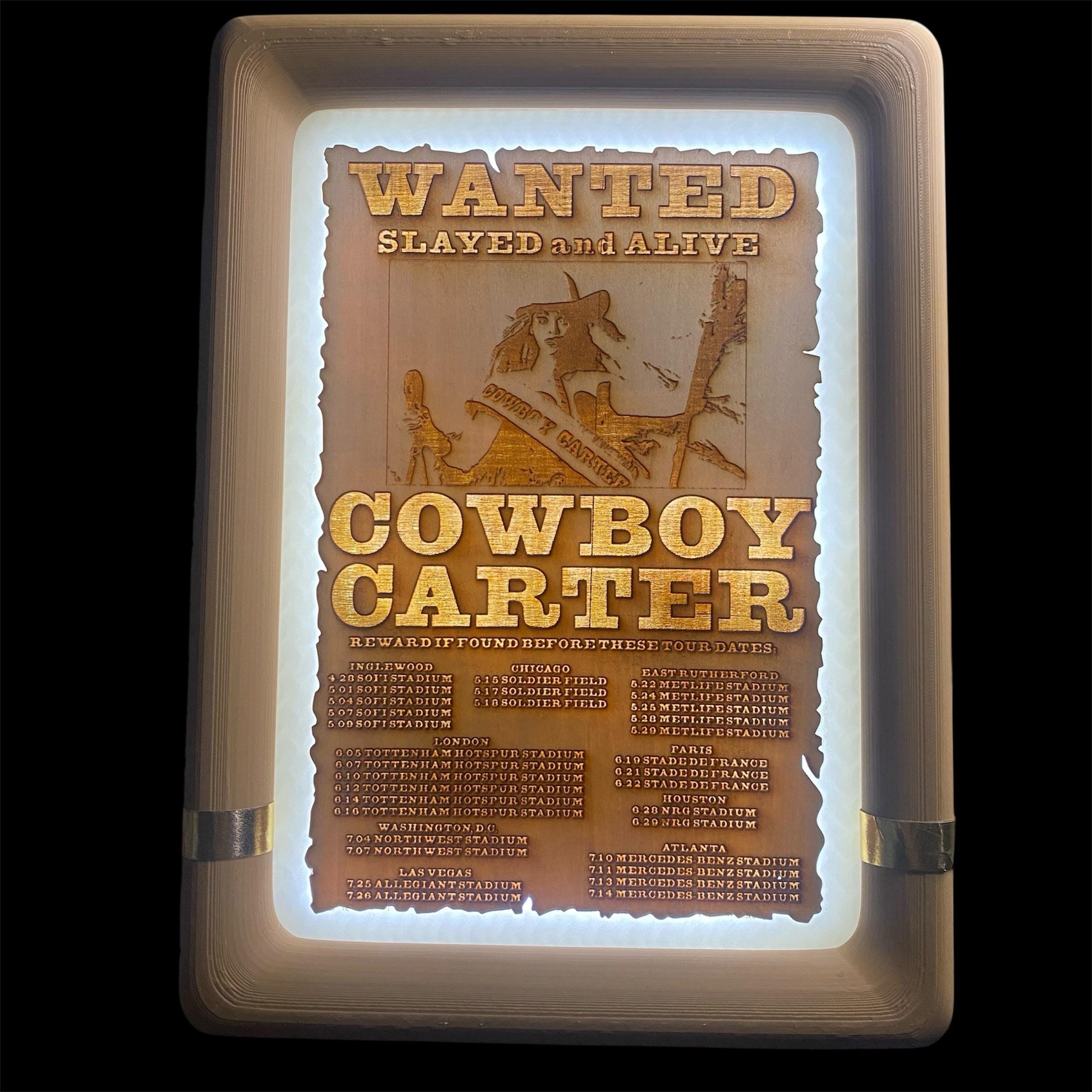 Beyoncé Cowboy Carter Wanted Poster – Custon Laser Engraved, Western ...