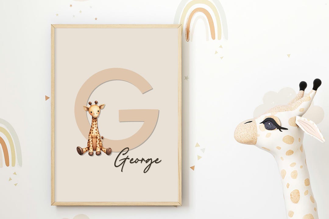 Perfect Custom Nursery Name Artwork With Knitted Plush Baby Animal Art ...