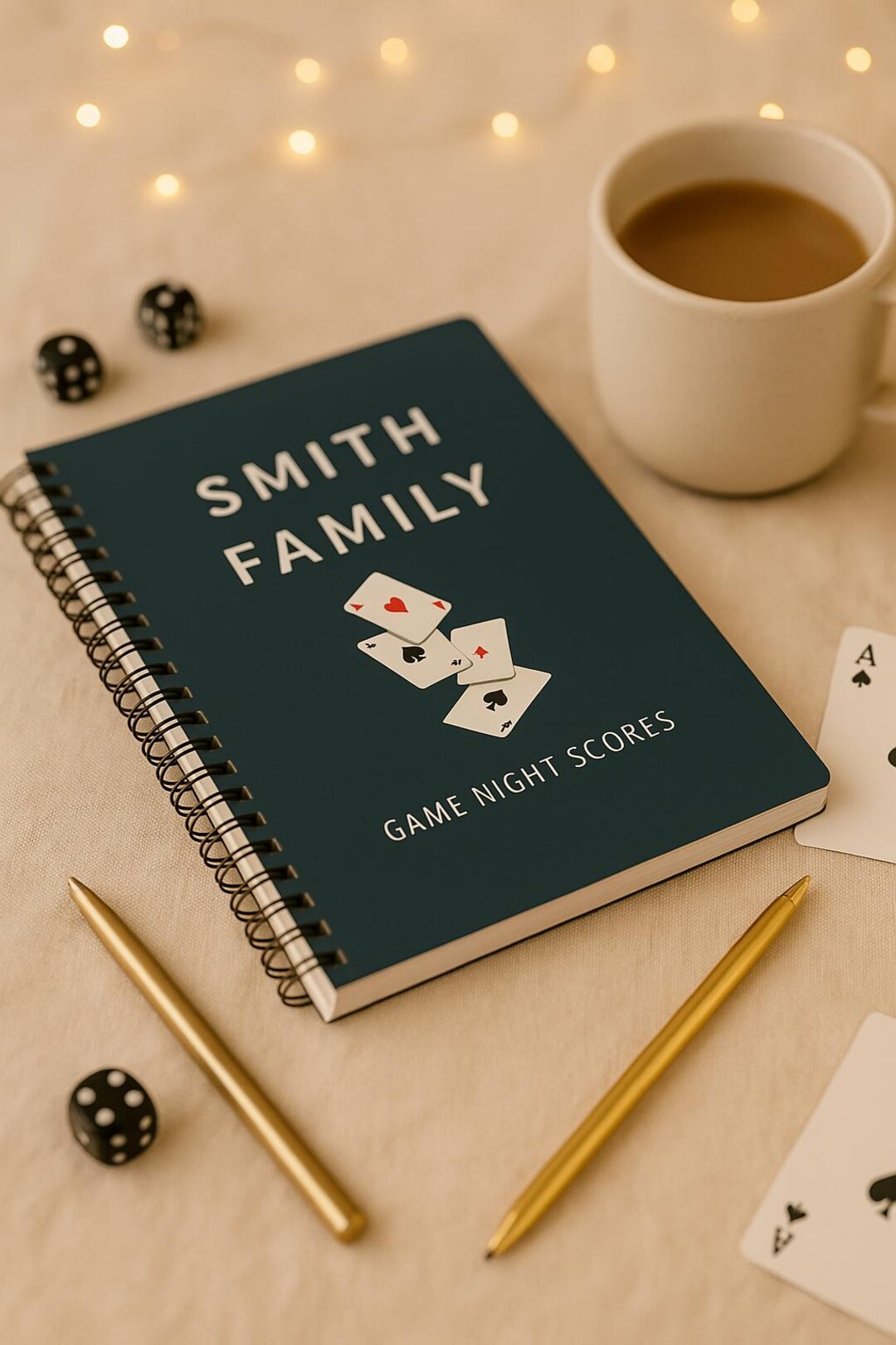 Personalized Family Game Night Score Book, Custom Spiral Notebook ...