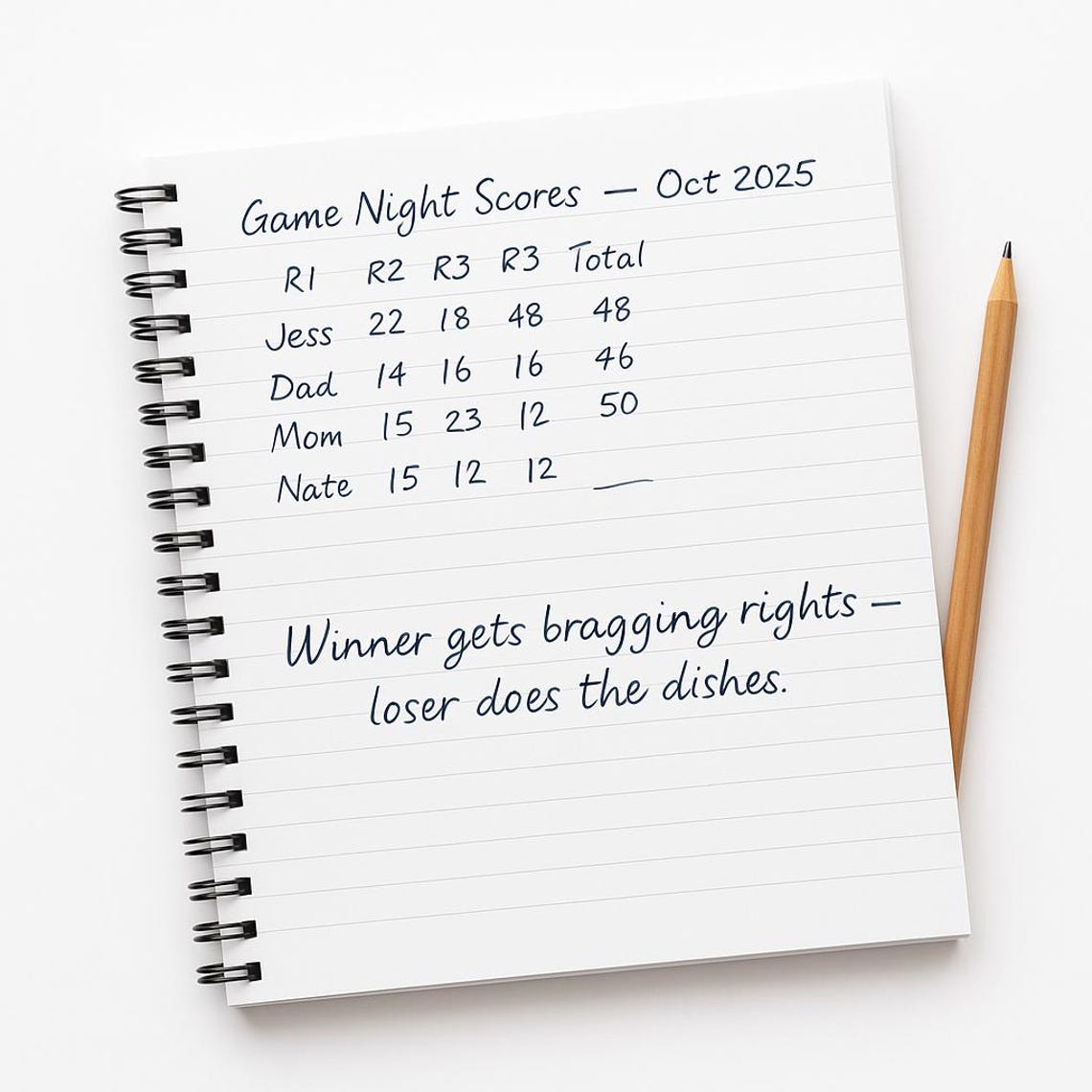 Personalized Family Game Night Score Book, Custom Spiral Notebook ...