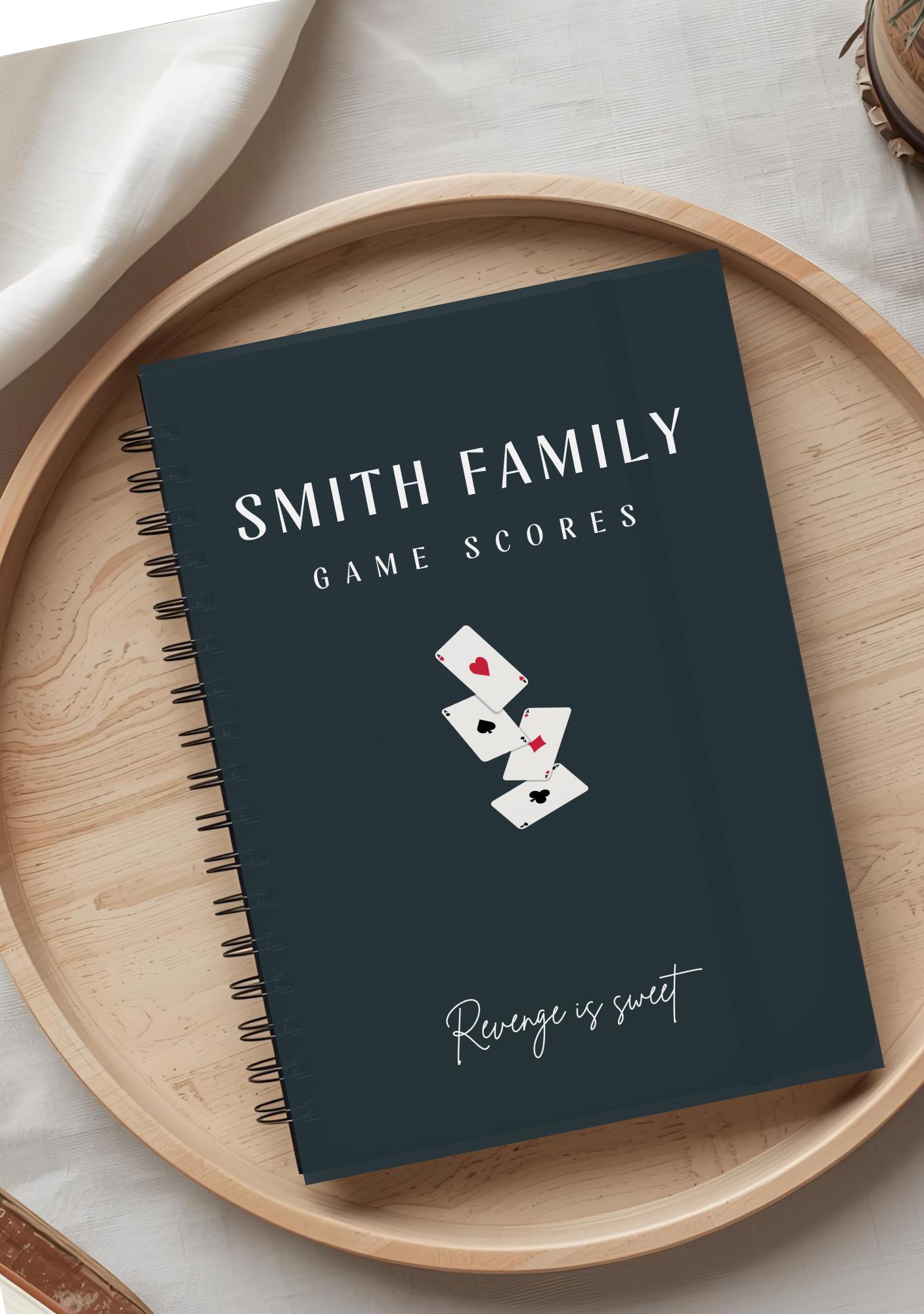 Personalized Family Game Night Score Book, Custom Spiral Notebook ...