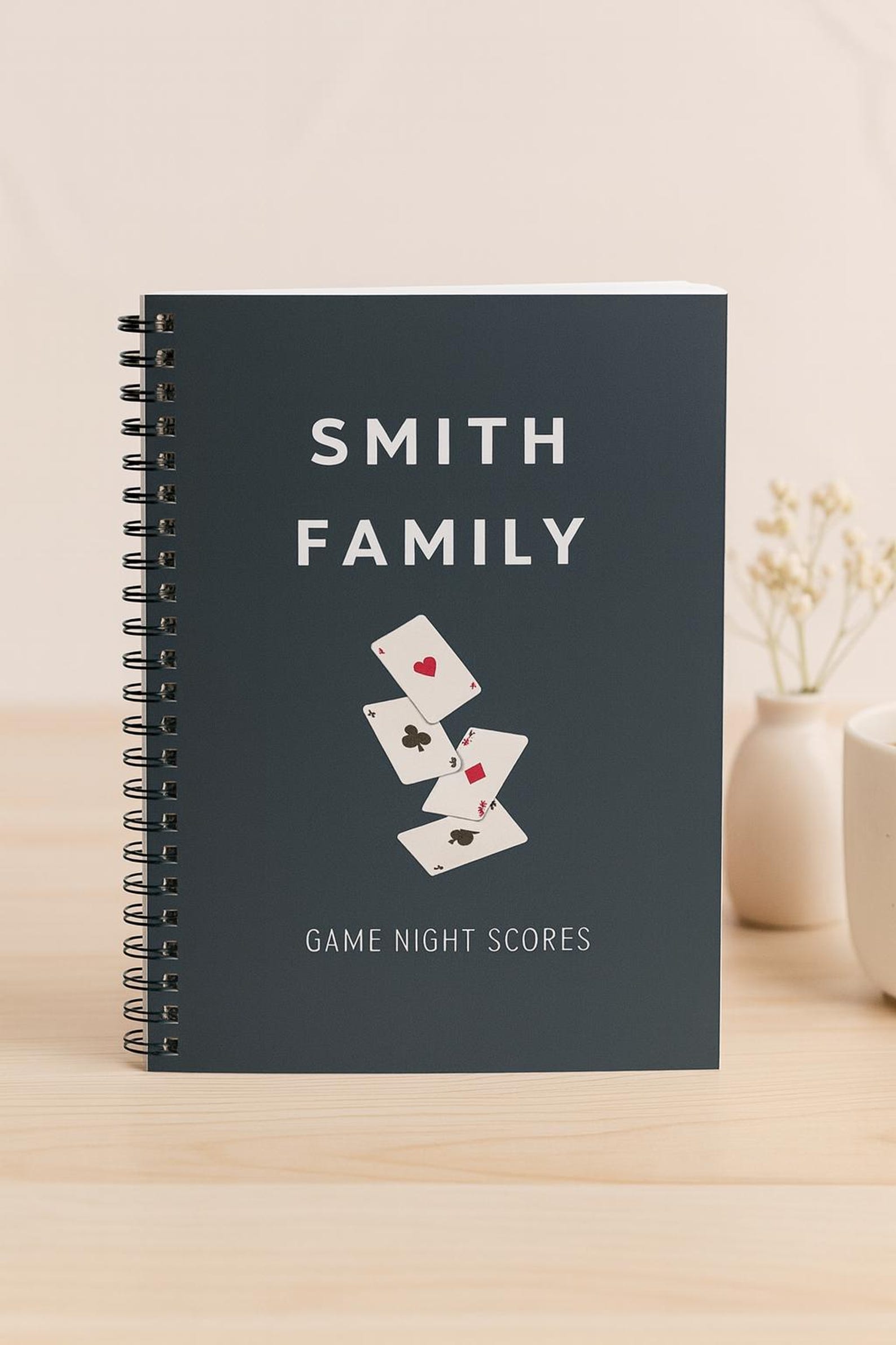 Personalized Family Game Night Score Book, Custom Spiral Notebook ...