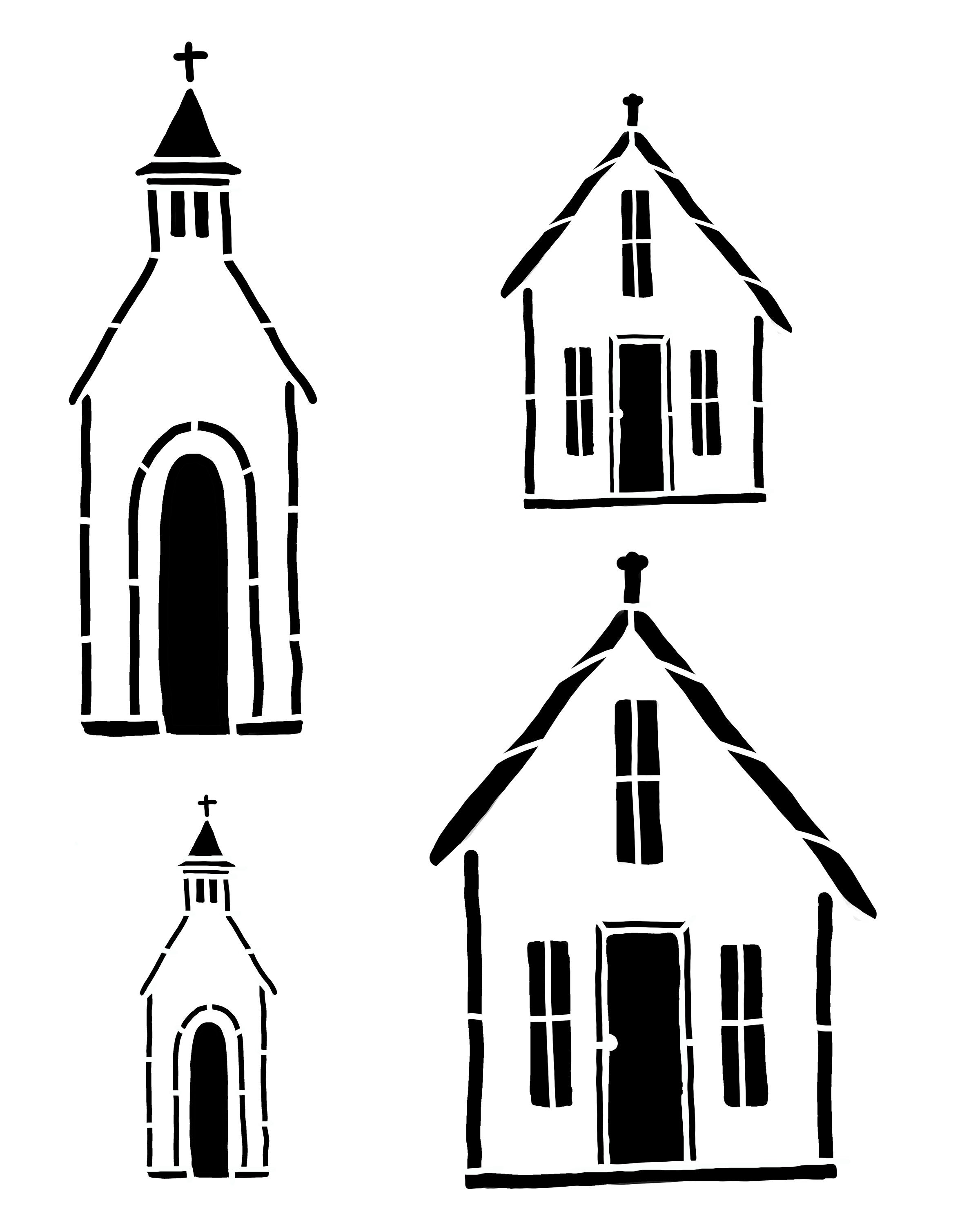 Rustic Churches 8x10 Stencil, Crafting, Baking, Kids, Journaling, Art ...