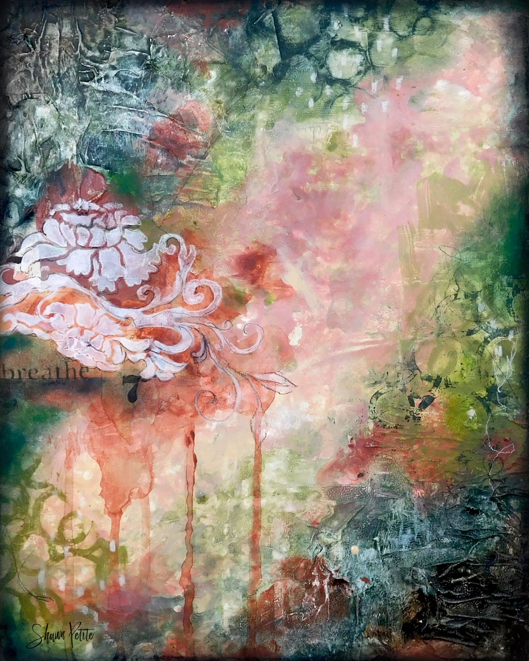 Breathe Abstract Floral, Print on Wood and Print to Be Framed PTBF ...