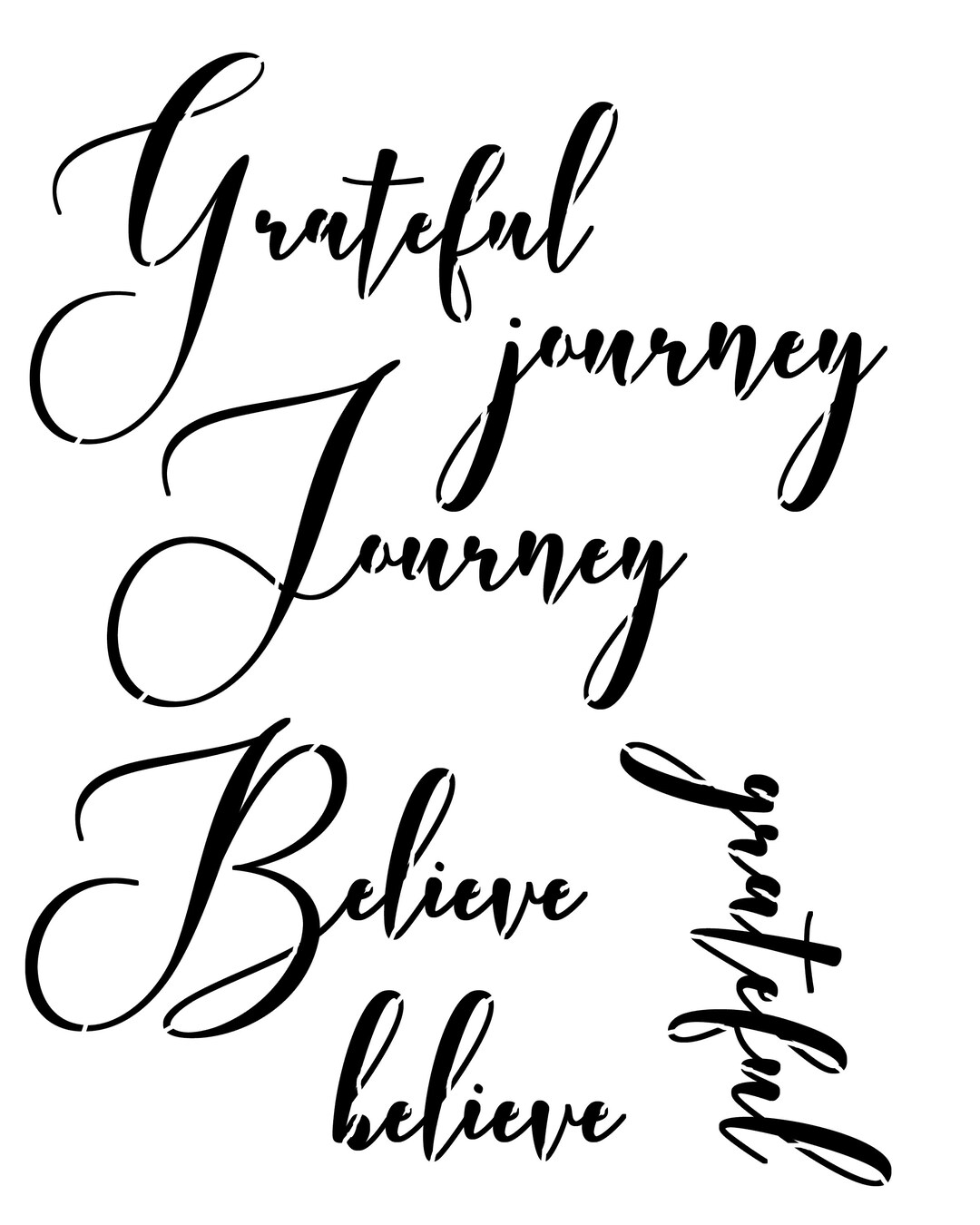 Script Fave Words 2 8x10 Stencil, Crafting, Card Making, Baking ...