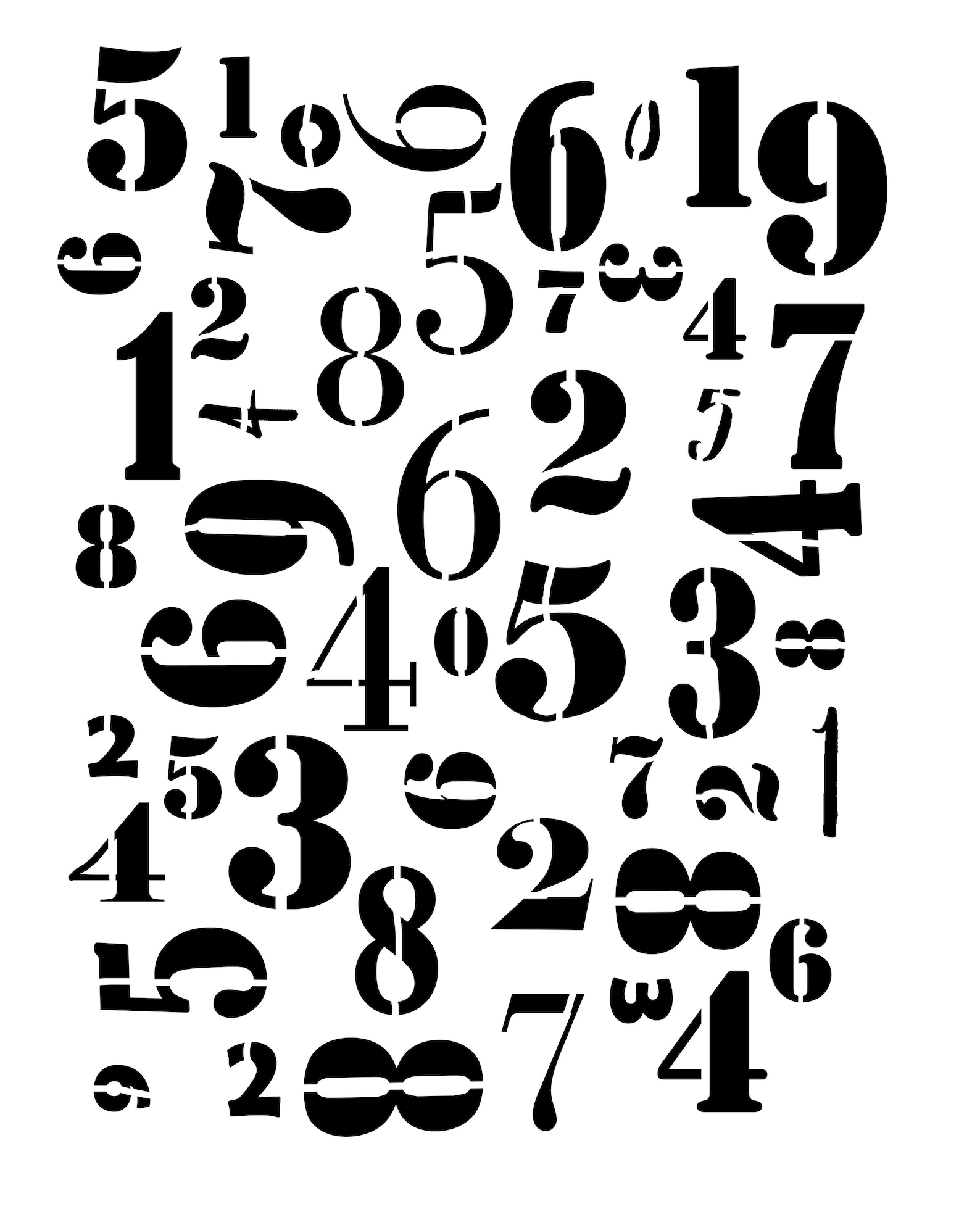 Numbers Jumbled 8x10 Stencil Crafting Baking Kids - Etsy