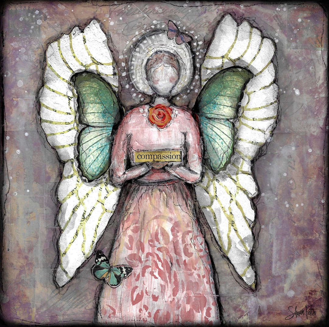 Angel of Compassion, Print on Wood and Print to Be Framed PTBF, Shawn ...