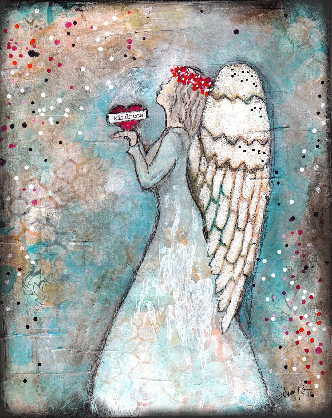 Angel of Kindness, Red Heart, Print to Be Framed (PTBF), Shawn Petite ...