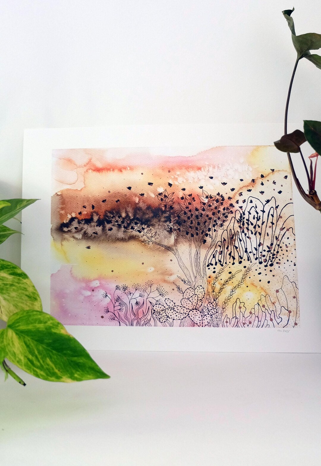 Watercolor & Ink Art Print: Copper Details - 