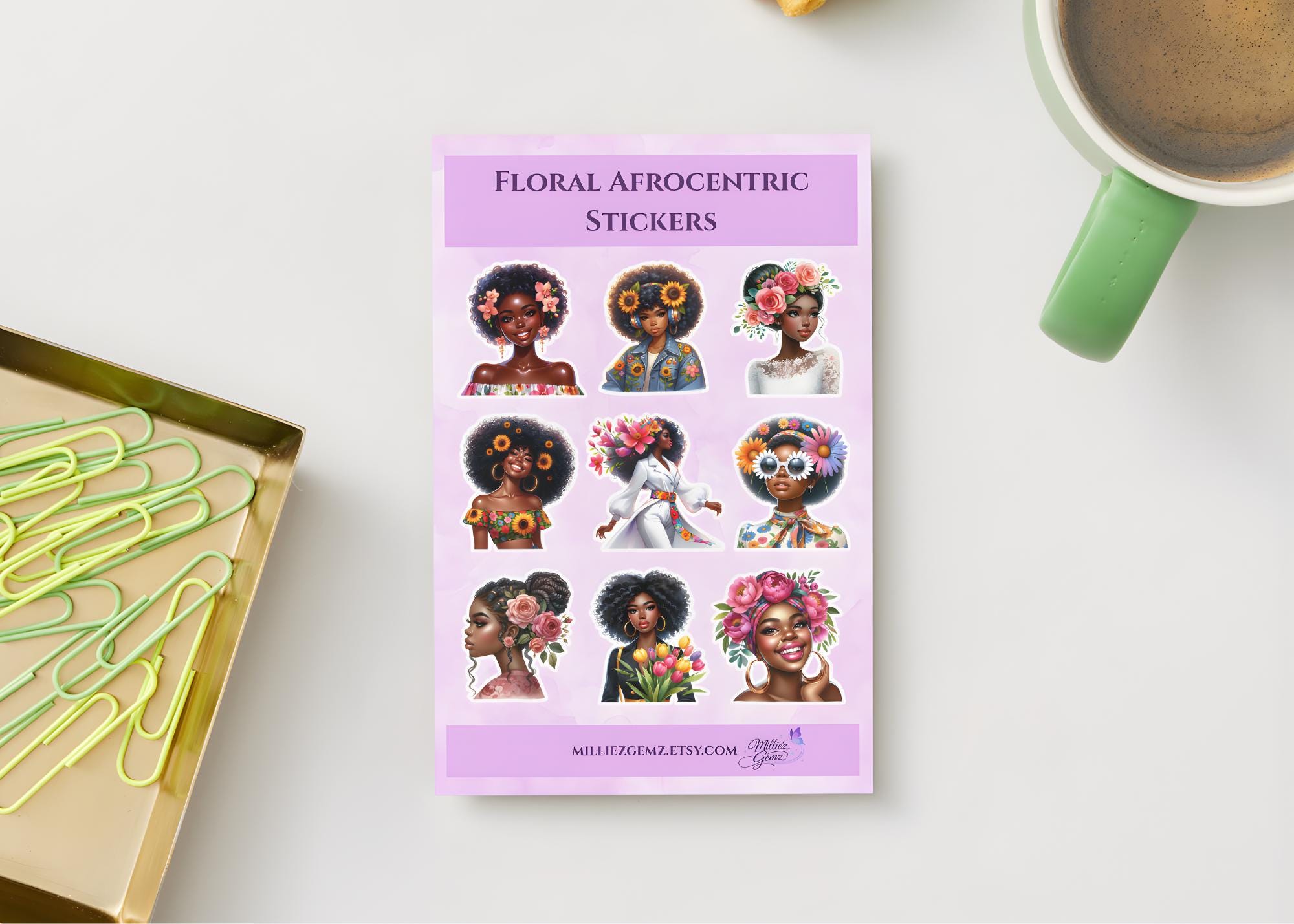 Floral Afrocentric Sticker Sheets | Waterproof Melanin Stickers | Black ...