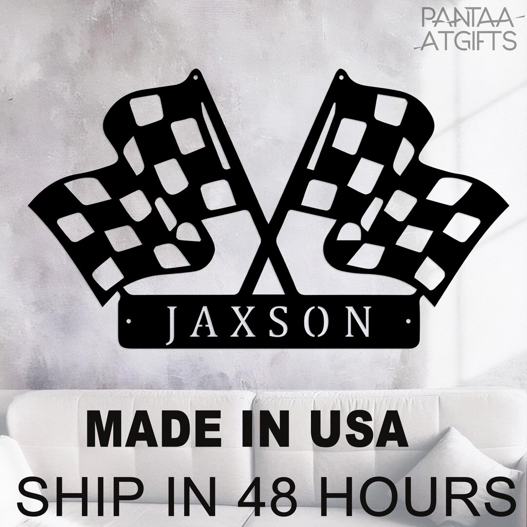 Personalized Checkered Flag Racing Metal Sign,gift for Racer,racing ...